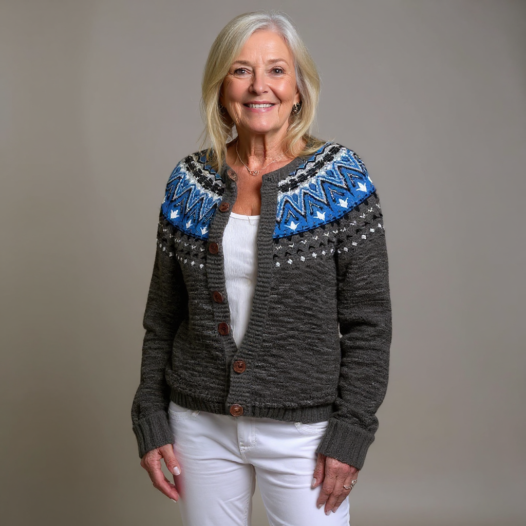 Jade Retro Icelandic Wool Cardigan